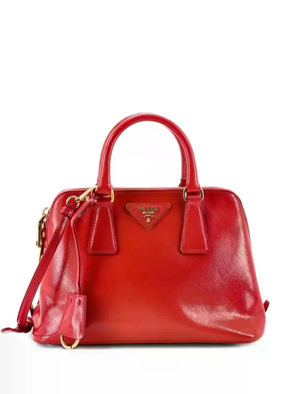 Prada Promenade Bag Vernice Saffiano Leather Small Satchel - Pink