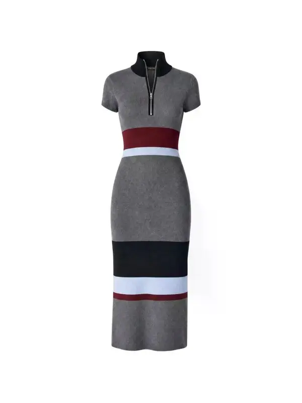 TOCCIN Dasha Striped Knit Midi Dress - Grey