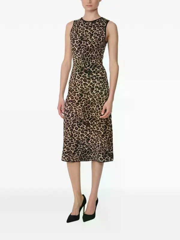 TOCCIN Alessia Leopard-print A-line Midi Dress