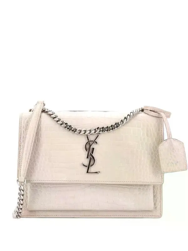 Saint Laurent Sunset Crocodile Embossed Leather Medium Crossbody Bag