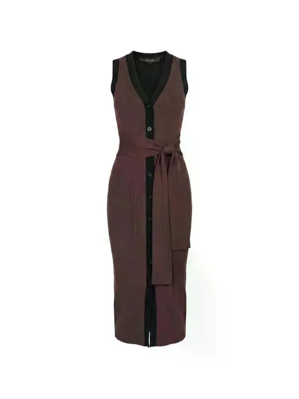 TOCCIN Victoria Tie-front Ribbed-knit Midi Dress