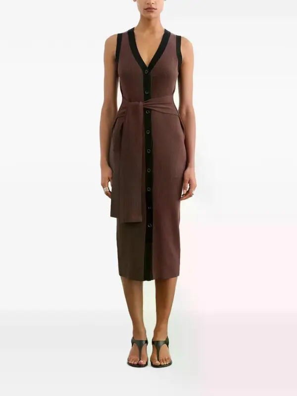 TOCCIN Victoria Tie-front Ribbed-knit Midi Dress