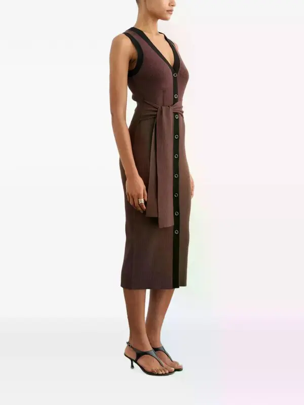 TOCCIN Victoria Tie-front Ribbed-knit Midi Dress