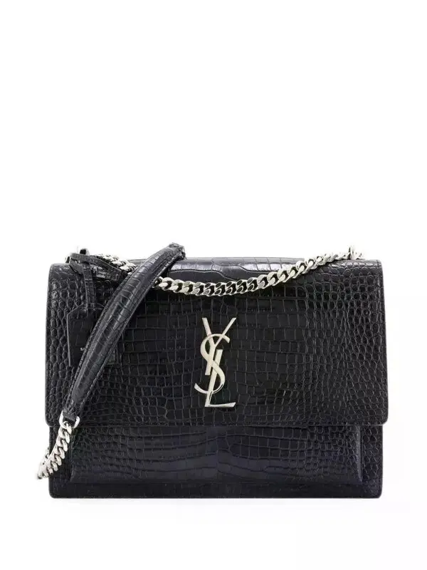 Saint Laurent Sunset Crocodile Embossed Leather Large Crossbody Bag