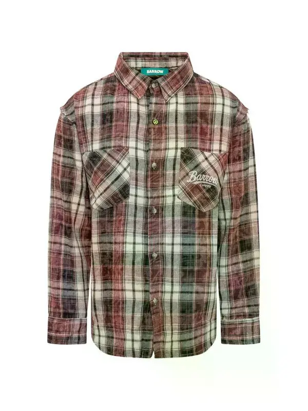 BARROW Check-pattern Graphic-print Shirt