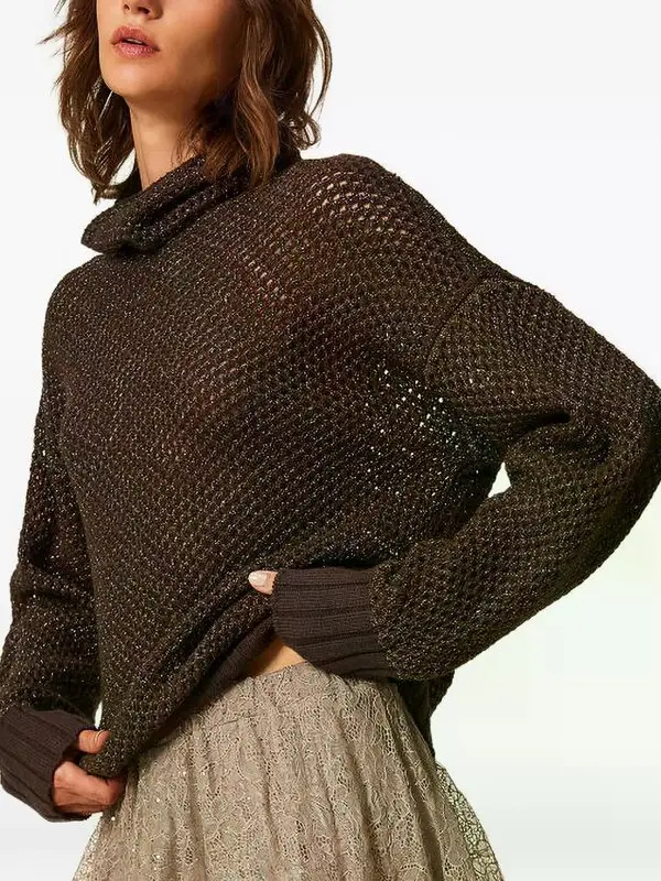 TWINSET Mesh Turtleneck Jumper With Lurex