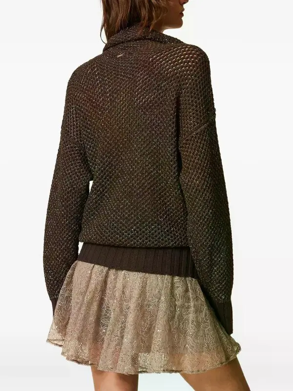 TWINSET Mesh Turtleneck Jumper With Lurex