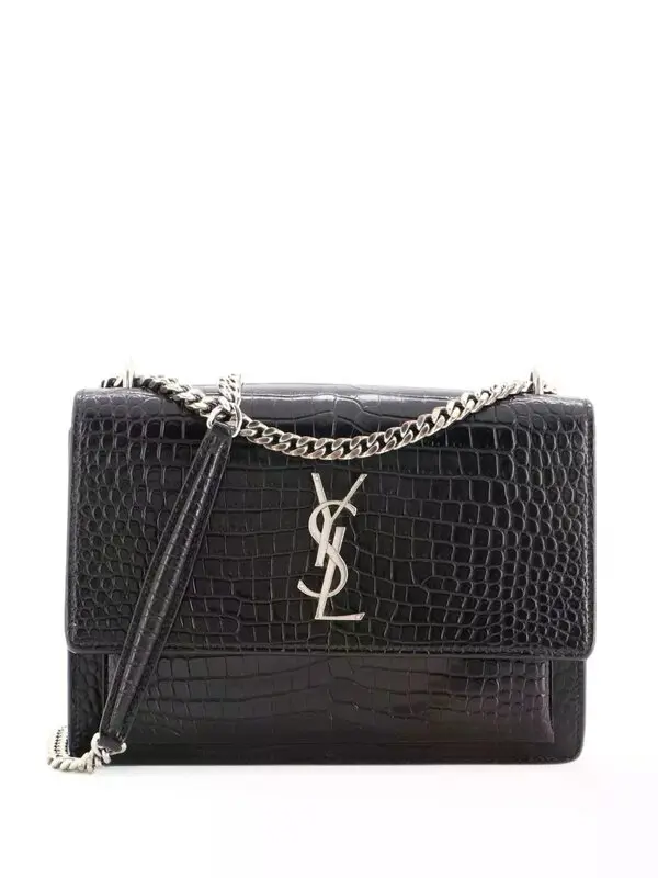 Saint Laurent Sunset Crocodile Embossed Leather Medium Crossbody Bag