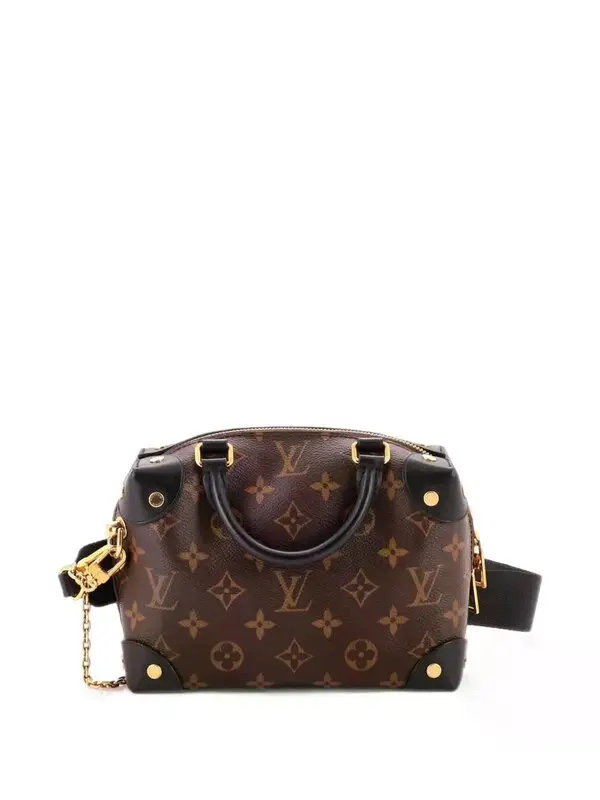 LOUIS VUITTON Monogram Canvas Petite Malle Souple Handbag Shoulder Bag - Black