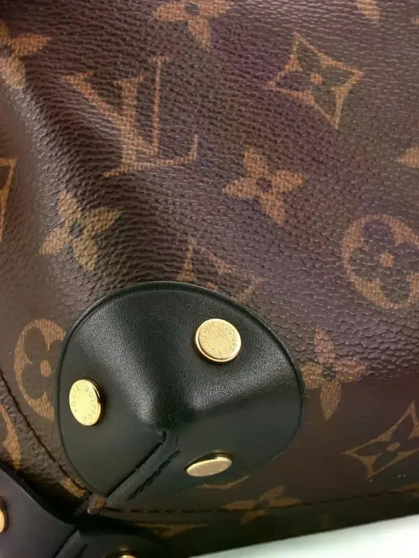 LOUIS VUITTON Monogram Canvas Petite Malle Souple Handbag Shoulder Bag - Black