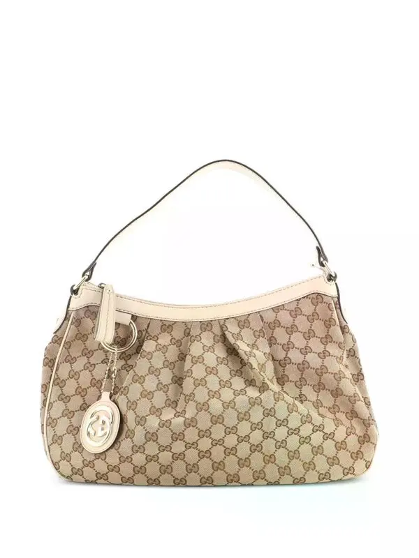 Gucci Sukey Gg Canvas With Leather Medium Hobo Bag - Neutrals