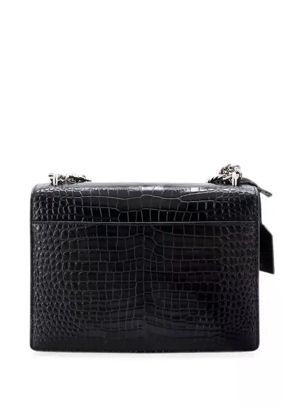 Saint Laurent Sunset Crocodile Embossed Leather Medium Crossbody Bag