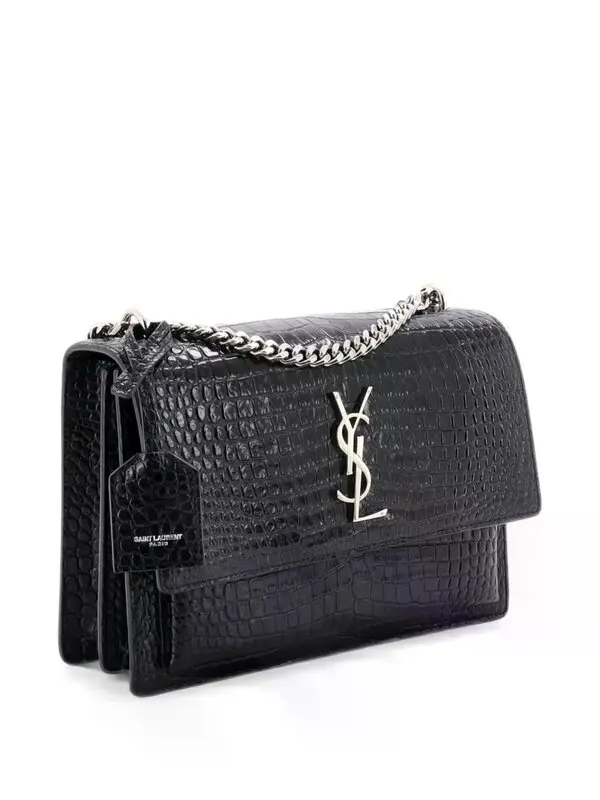 Saint Laurent Sunset Crocodile Embossed Leather Medium Crossbody Bag