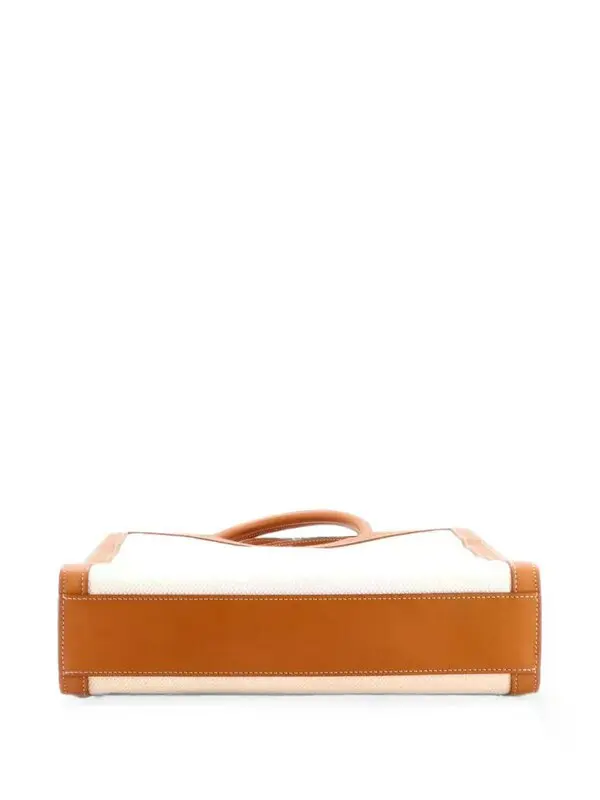 Celine Vertical Cabas Canvas With Leather Small Tote Bag