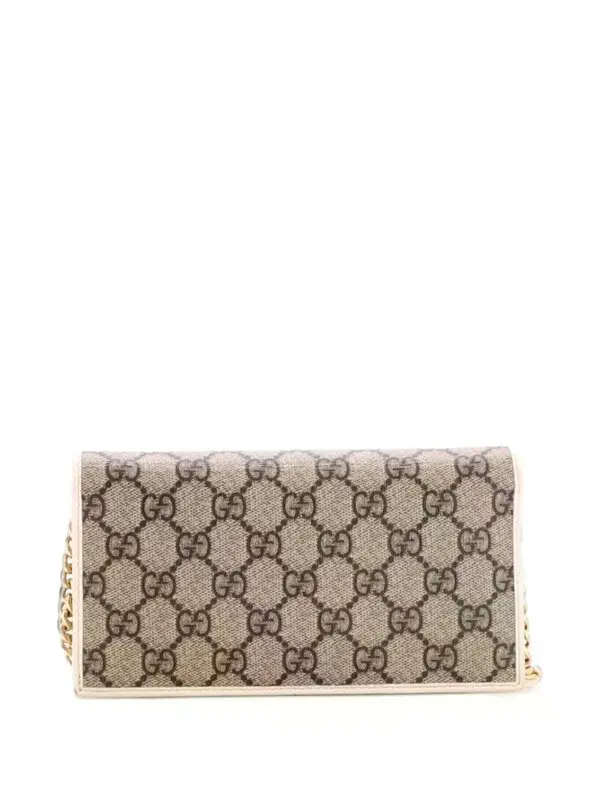 Gucci Horsebit 1955 Chain Wallet Gg Coated Canvas Cross Body Bag - Brown