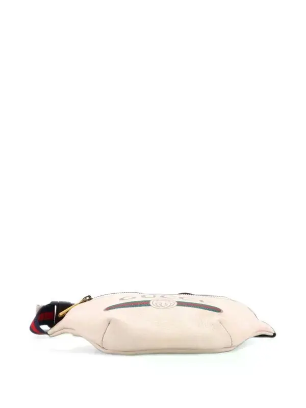 Gucci Logo Printed Leather Small Belt Bag - White