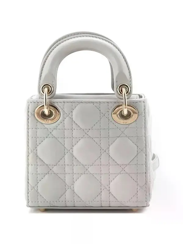 Dior Lady Cannage Quilt Lambskin Micro Shoulder Bag - Grey