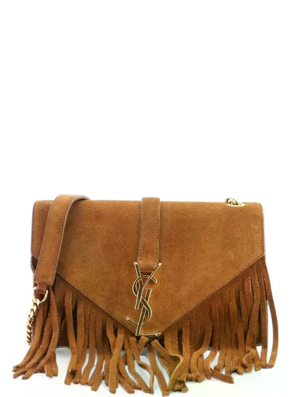 Saint Laurent Classic Monogram Fringe Suede Small Crossbody Bag
