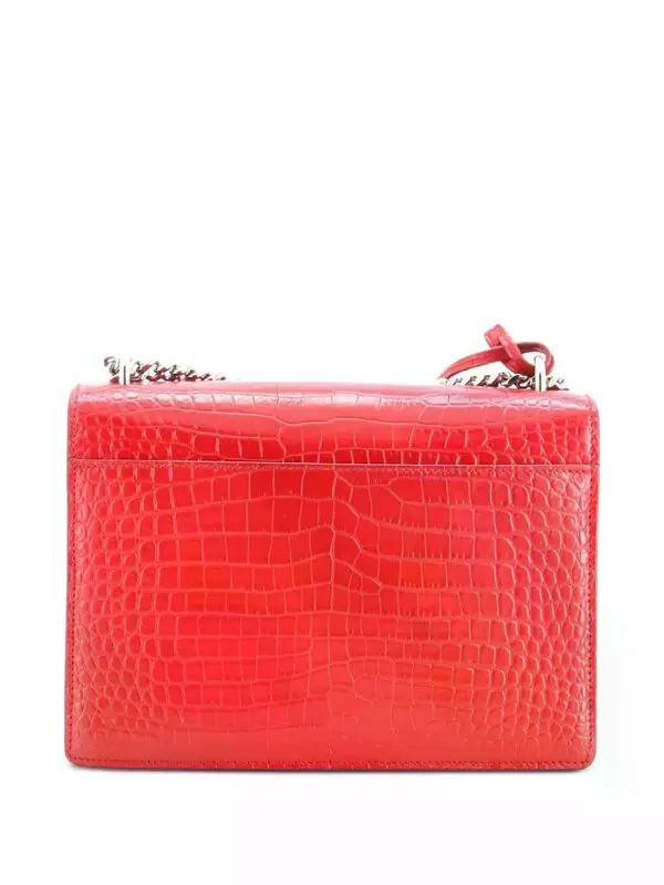 Saint Laurent Crocodile Embossed Leather Medium Crossbody Bag - Red