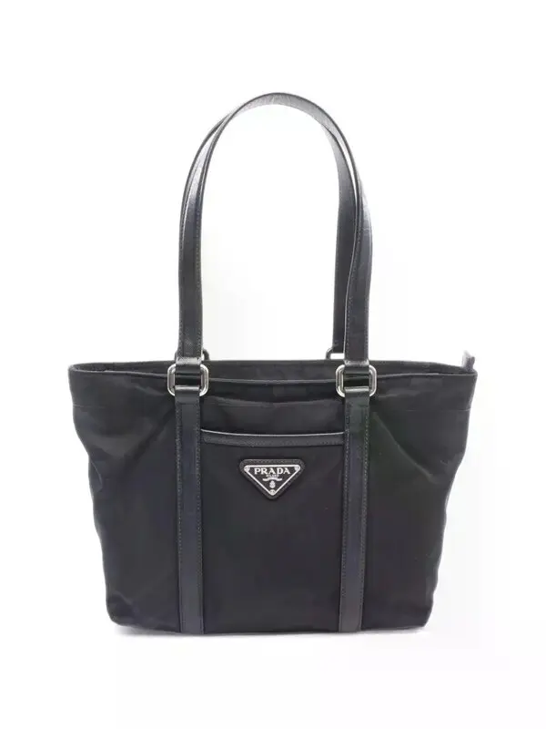 Prada 2000s Triangle Logo Tote Bag