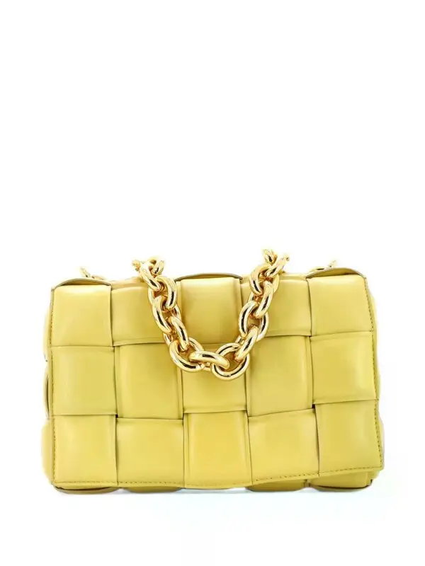 Bottega Veneta Cassette Chain Padded Maxi Intrecciato Leather Crossbody Bag - Yellow