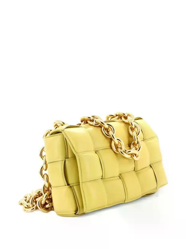 Bottega Veneta Cassette Chain Padded Maxi Intrecciato Leather Crossbody Bag - Yellow