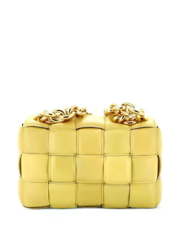 Bottega Veneta Cassette Chain Padded Maxi Intrecciato Leather Crossbody Bag - Yellow