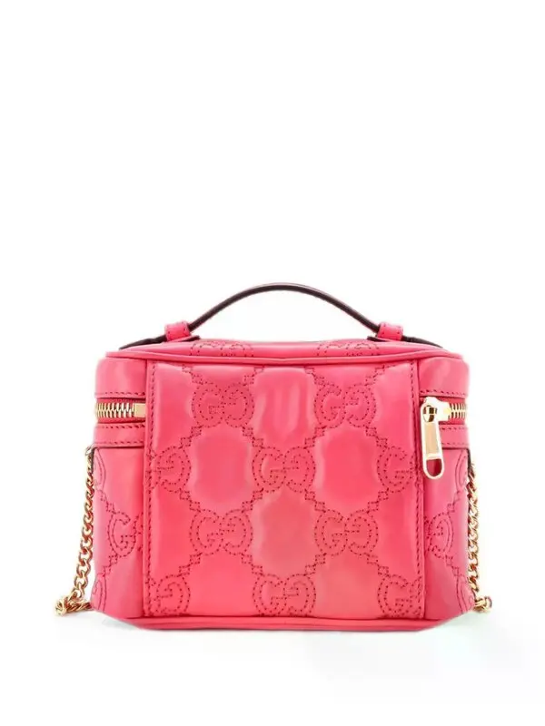 Gucci Top Handle Vanity Chain Bag Gg Matelasse Leather Mini Shoulder Bag