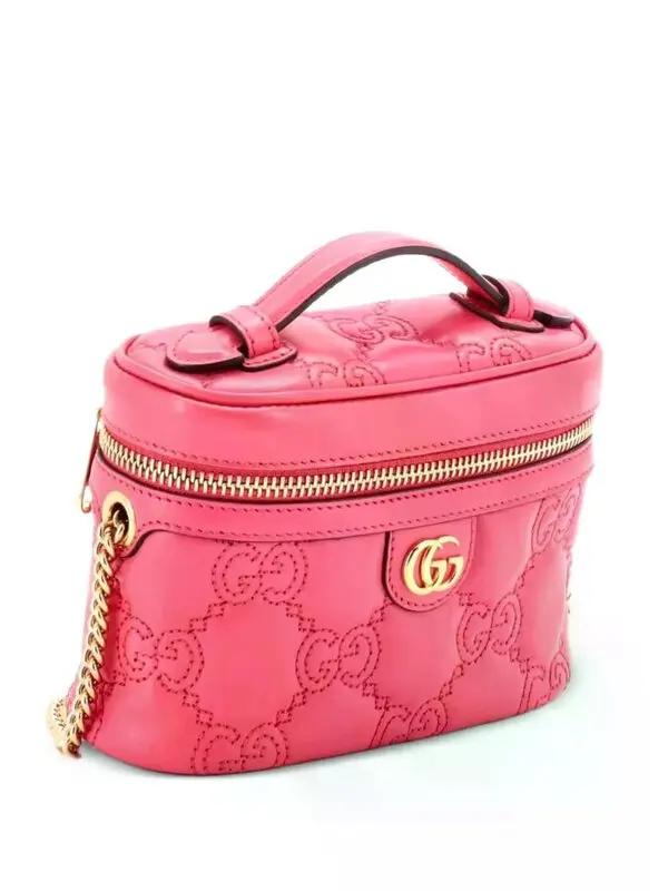 Gucci Top Handle Vanity Chain Bag Gg Matelasse Leather Mini Shoulder Bag - Pink