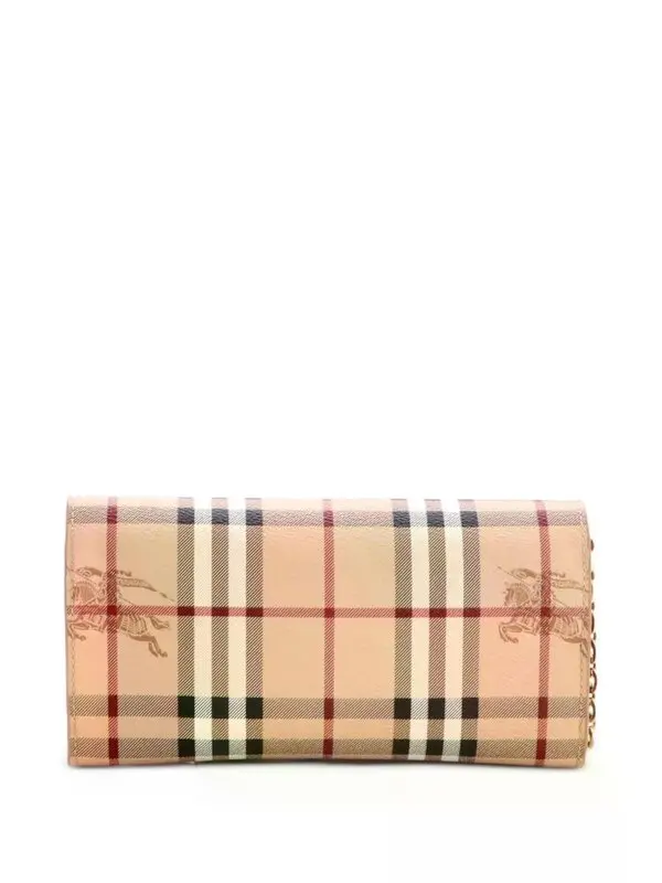 Burberry Burberrry Henley Wallet On Chain Haymarket Coated Canvas Cross Body Bag - Brown
