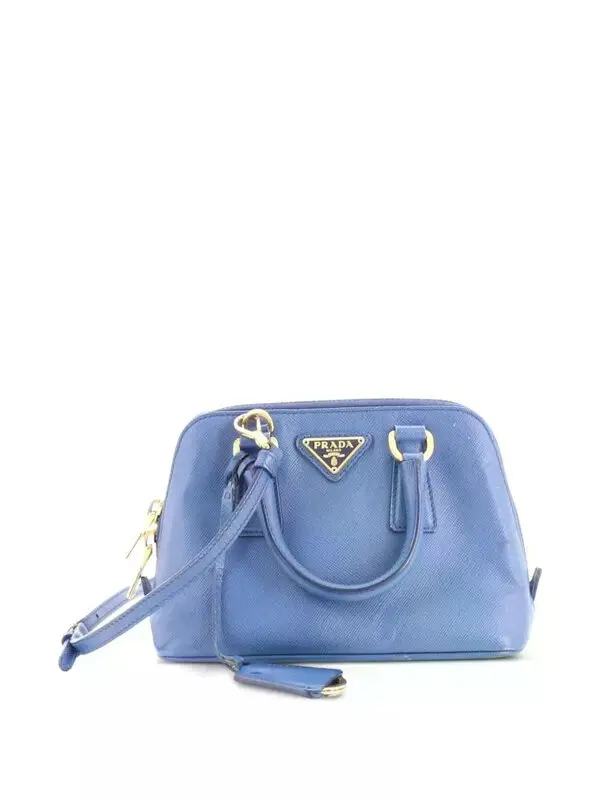 Prada Promenade Bag Saffiano Leather Mini Cross Body Bag - Blue