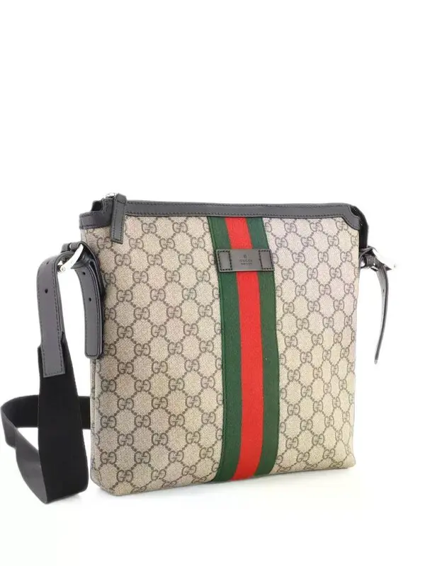 Gucci Gg Coated Canvas Medium Web Messenger Bag - Brown