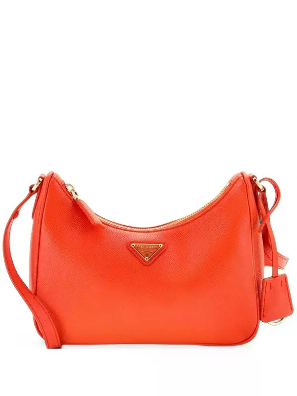 Prada Saffiano Leather Re-edition Hobo Mini Shoulder Bag - Orange