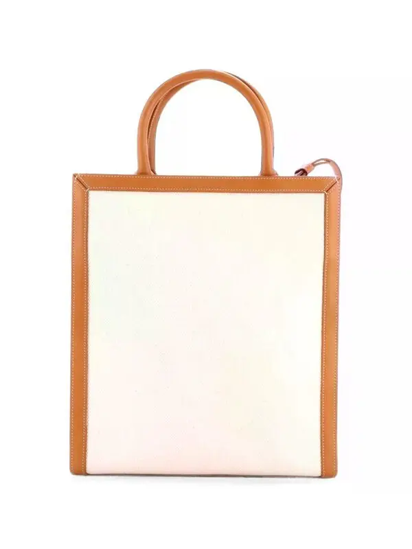 Celine Vertical Cabas Canvas With Leather Small Tote Bag