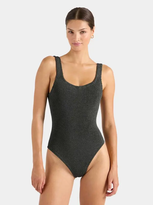 Hunza G Square Neck Swimsuit - Metallic Graphite