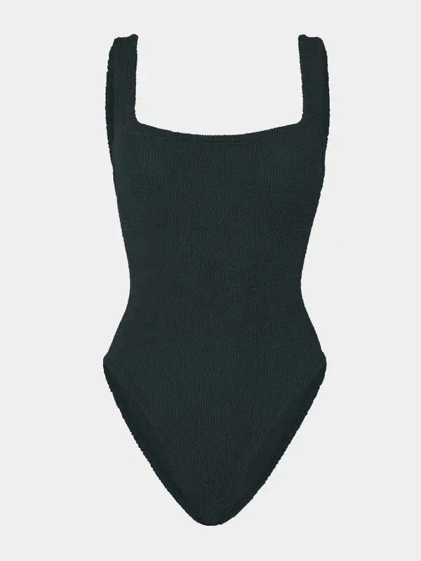 Hunza G Square Neck Swimsuit - Metallic Graphite