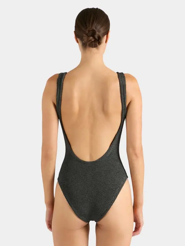 Hunza G Square Neck Swimsuit - Metallic Graphite