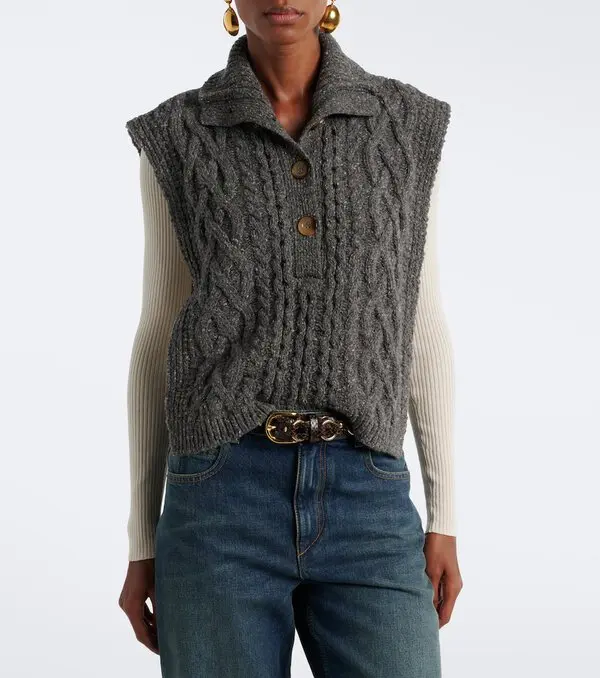 Isabel Marant Étoile Cable Knit Wool-blend Sweater Vest