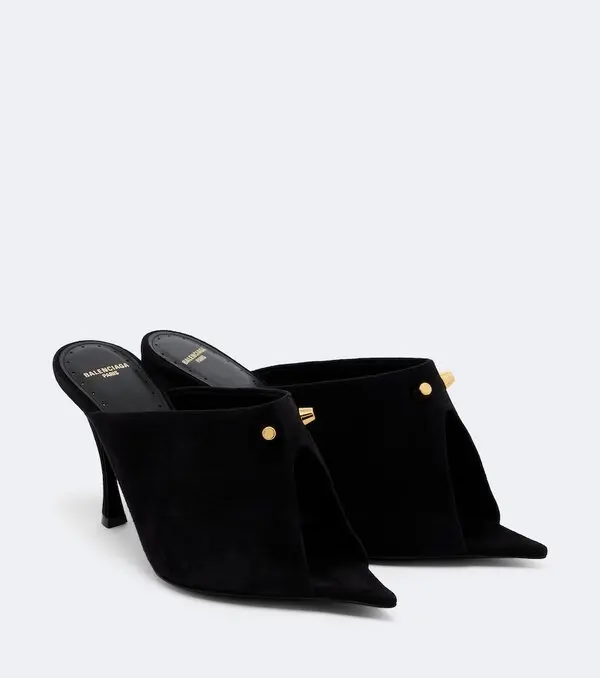 Balenciaga Midnight City Studded Suede Mules