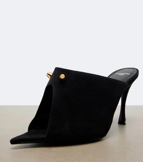 Balenciaga Midnight City Studded Suede Mules