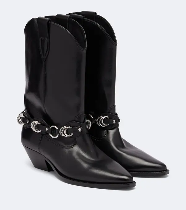 Isabel Marant Étoile Duerto Embellished Leather Cowboy Boots
