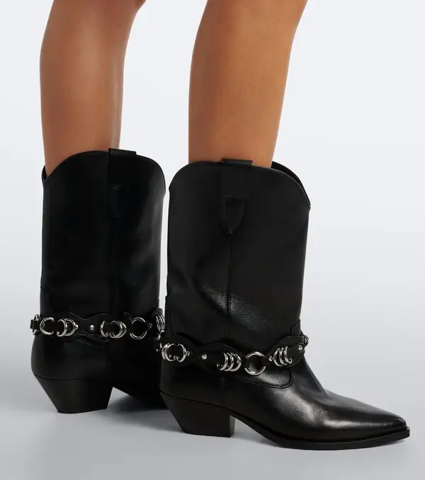 Isabel Marant Étoile Duerto Embellished Leather Cowboy Boots