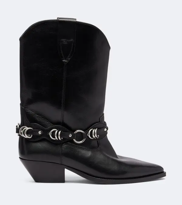 Isabel Marant Étoile Duerto Embellished Leather Cowboy Boots