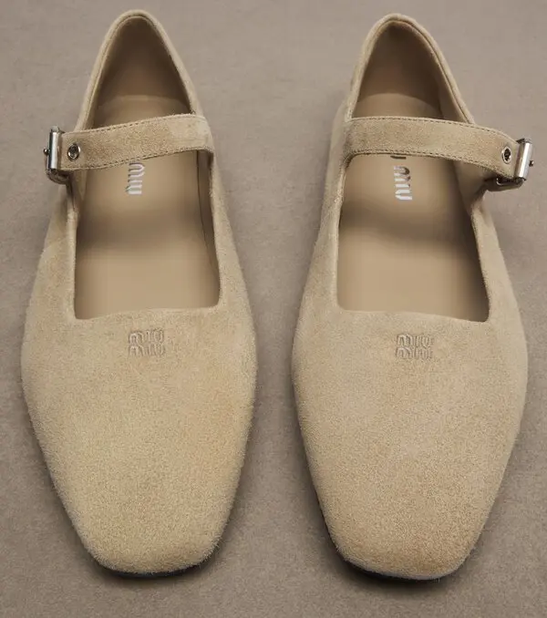 Miu Miu Suede Mary Jane Flats