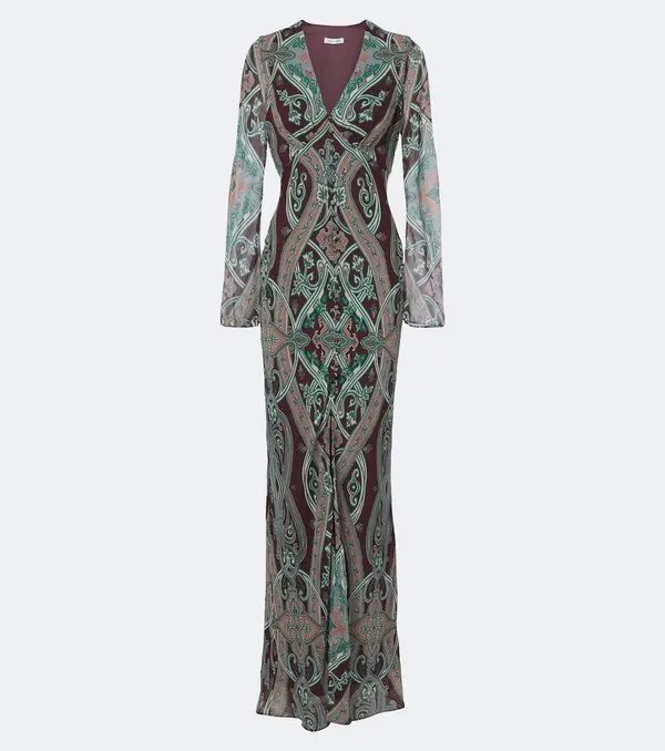 Veronica Beard Daciana Printed Silk Georgette Maxi Dress - Multicoloured