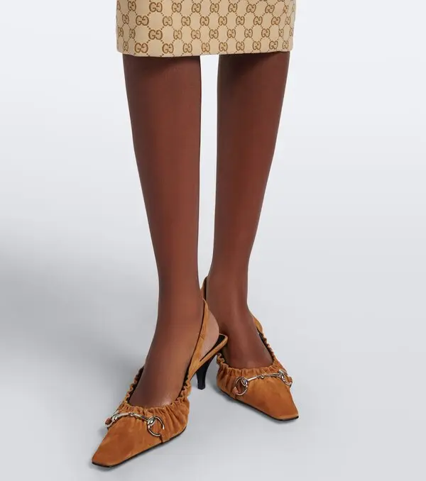 Gucci Vittoria Suede Slingback Pumps