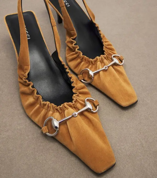 Gucci Vittoria Suede Slingback Pumps