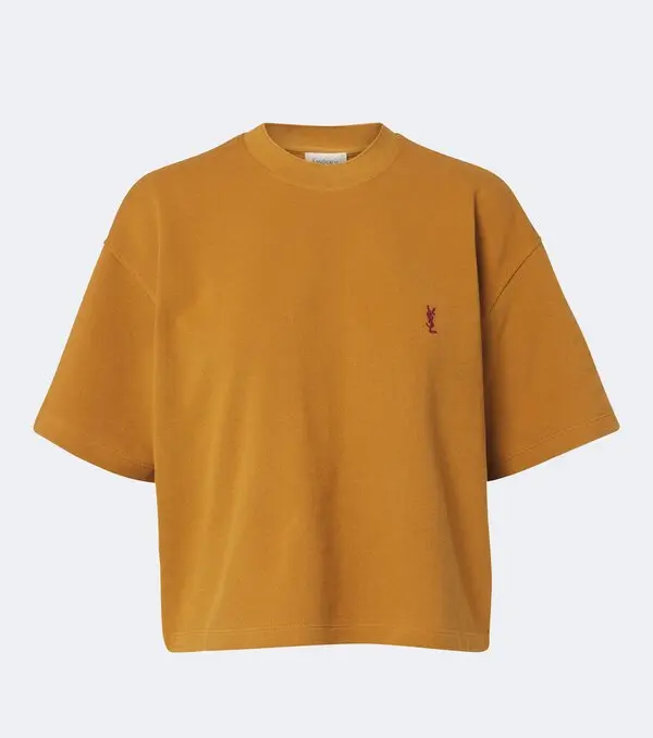 Saint Laurent Cassandre Oversized Cotton Piqué T-shirt - Orange