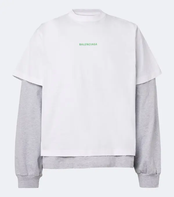 Balenciaga Layered Cotton Jersey T-shirt - White