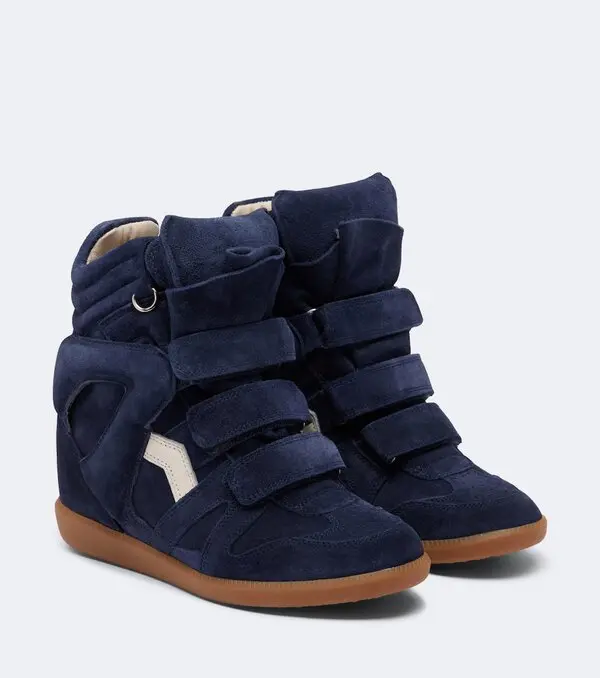 Isabel Marant Étoile Beckett Leather And Suede Wedge Sneakers - Blue